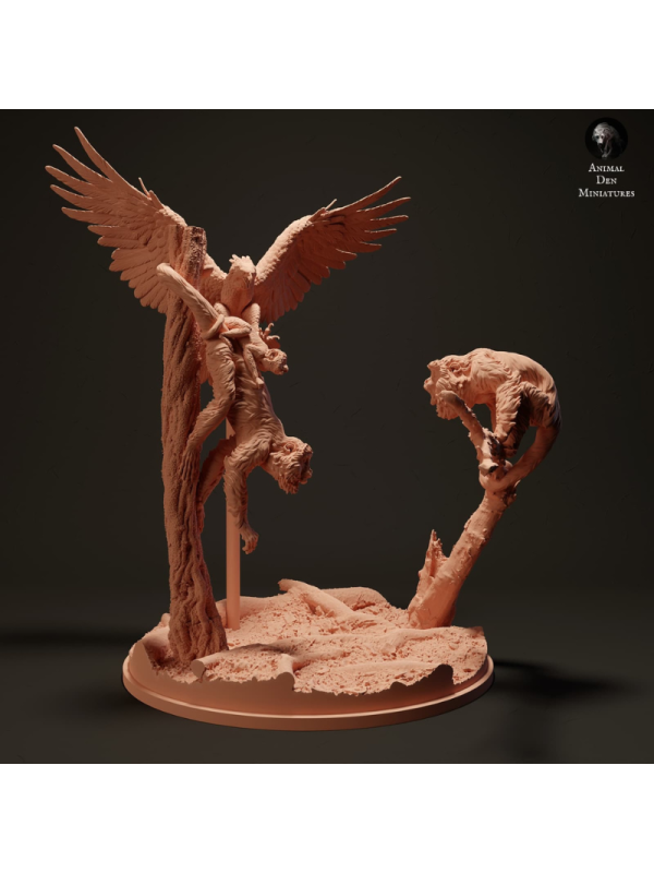 Harpy eagle hunting howler monkeys