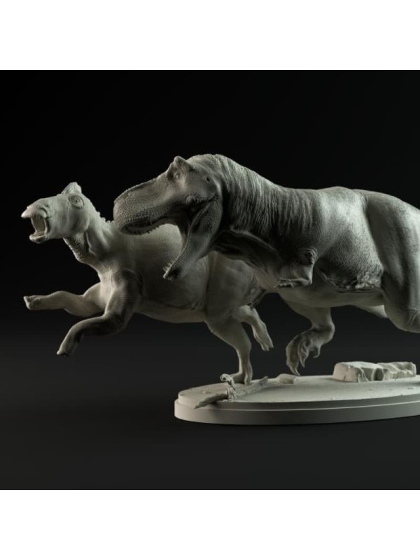 Tyrannosaurus Rex hunting Edmontosaurus